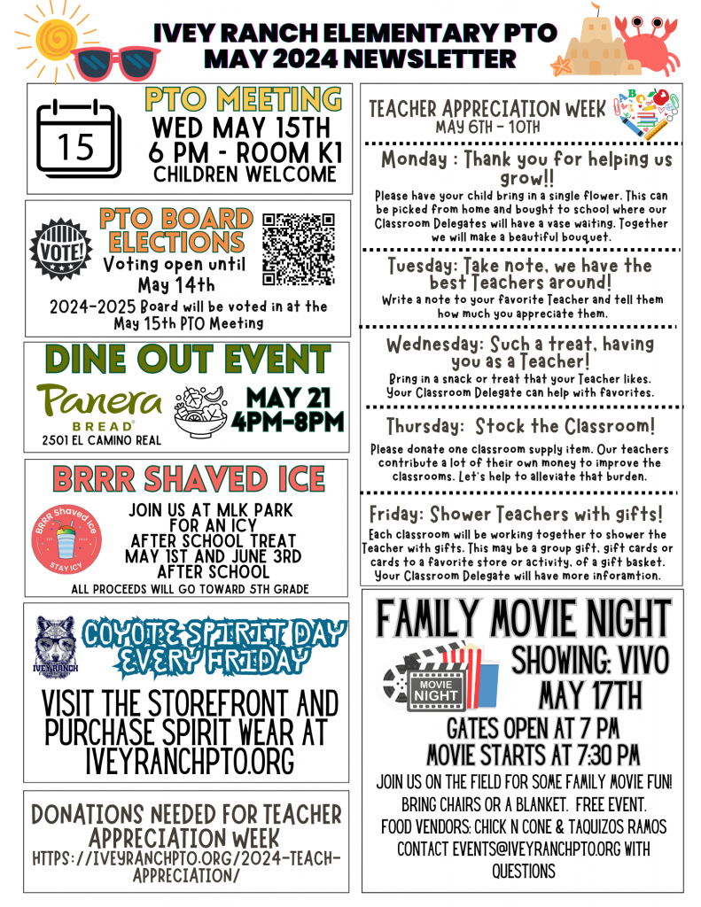 Ivey Ranch PTO – Ivey Ranch Elementary Parent Teacher Organization